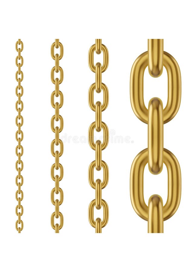 Golden Metal Chain. Realistic Vector Seamless Chain for Brushes and ...