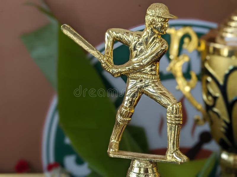 Golden Metal Cricket Batsman Trophy Stock Photo - Image of metal ...