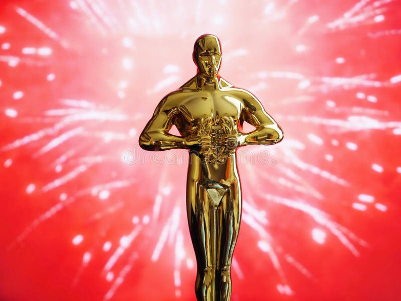 Golden Man Statue on Night Firework Background Stock Image - Image of ...