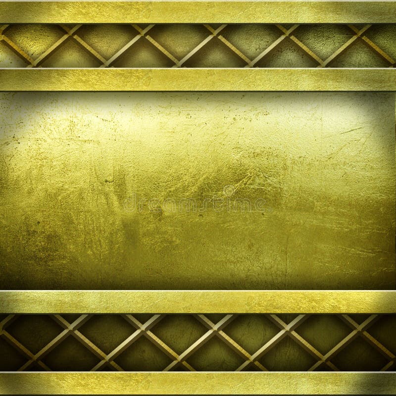 Golden Metal Plate Isolated on White Stock Illustration - Illustration ...