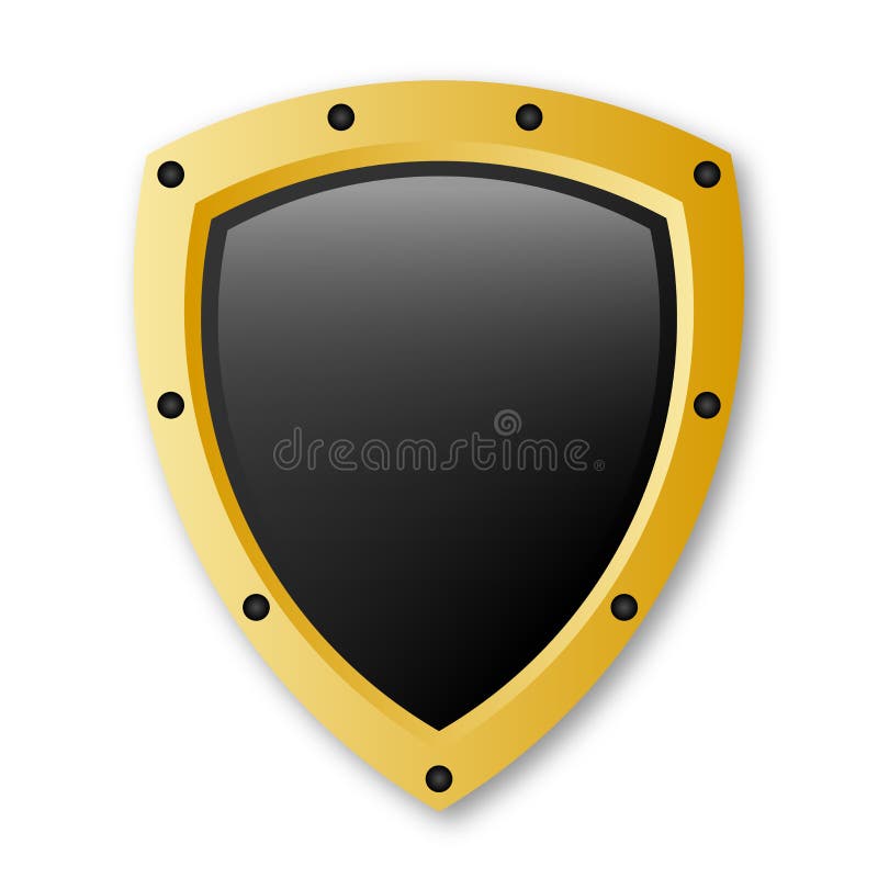Golden Metal Protection Shield, Vector Illustration Stock Vector ...