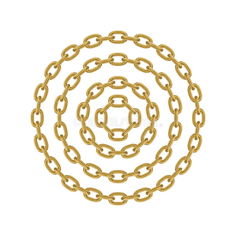 Golden Metal Round Chain Set. Realistic Vector Looped Chain for Design ...