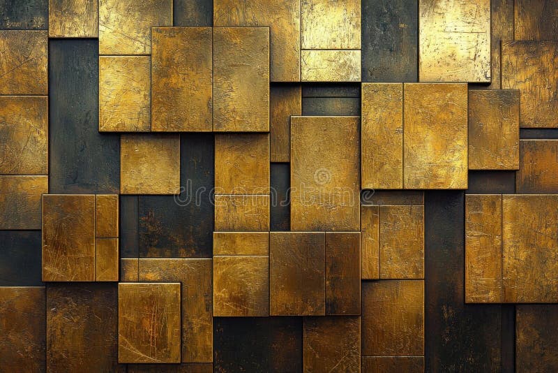 Golden Metal Square Wall Texture Stock Illustration - Illustration of ...