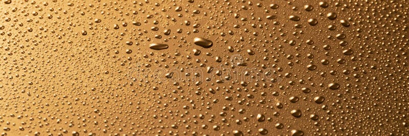 Golden Metal Water Drops on Shiny Metallic Surface Stock Image - Image ...
