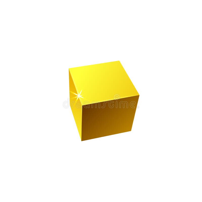 Golden Metallic 3d Cube Render Template Realistic Vector Illustration ...