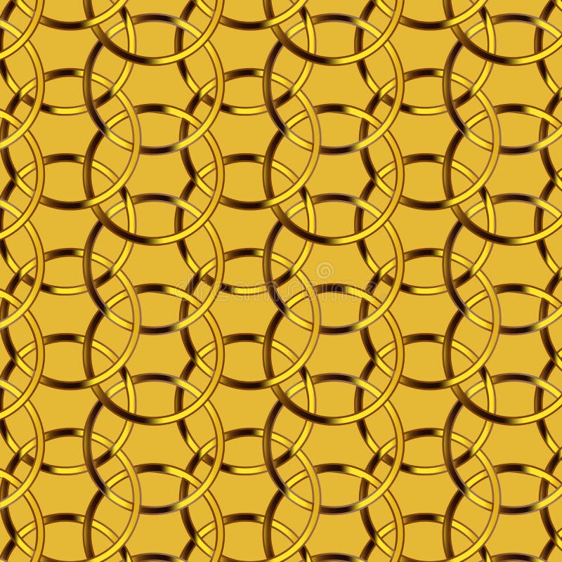 Golden Metallic Interconnected Circles in a Seamless Pattern Stock ...