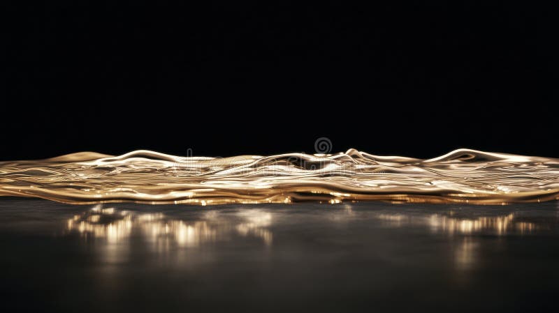 Golden Metallic Liquid Flow Against Dark Background Creating Abstract Pattern Stock Image ...