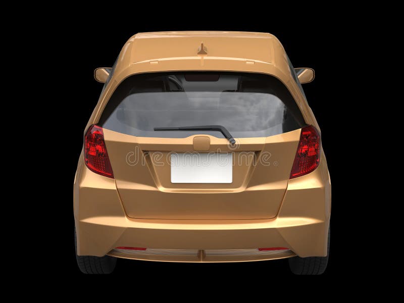 Golden Metallic Modern Compact Car - Back View Stock Illustration ...
