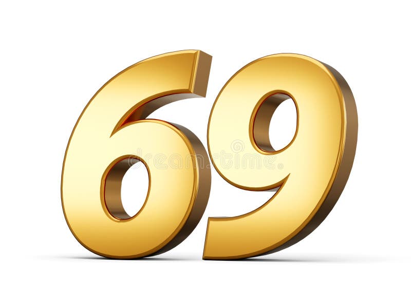 Golden Metallic Number 69 Sixty Nine White Background 3d Illustration Stock Illustration