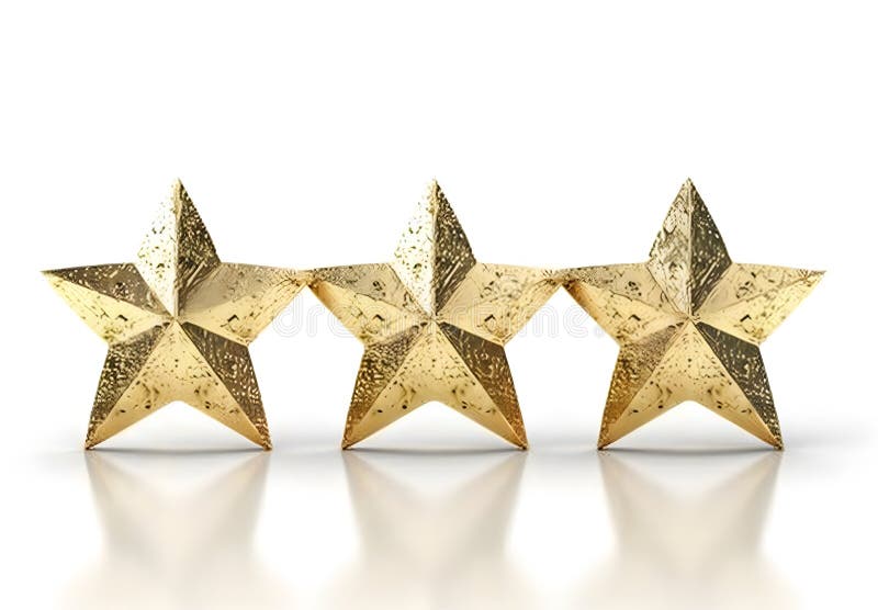Golden Metallic Stars on White Background Elegance Concept Stock ...