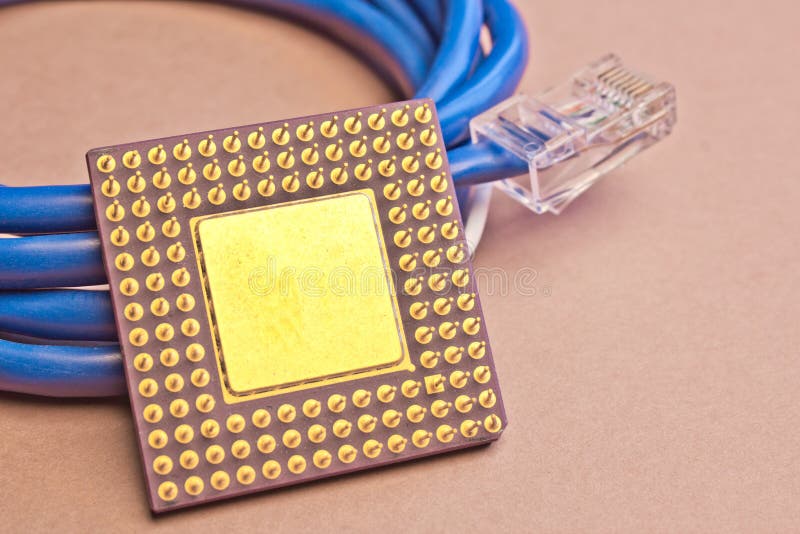 Golden Micro Chip stock photo. Image of information, modern - 23814598