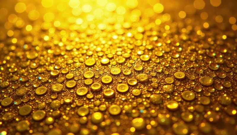 Golden Micro Circle Mosaic, Intense Yellow Abstract Pattern ...