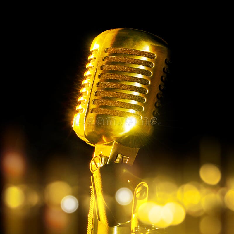 Golden microphone stock image. Image of details, acoustic - 21745417