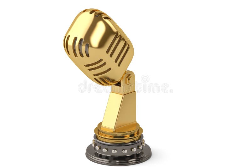 Golden Microphone Award.3D Illustration. Stock Illustration ...
