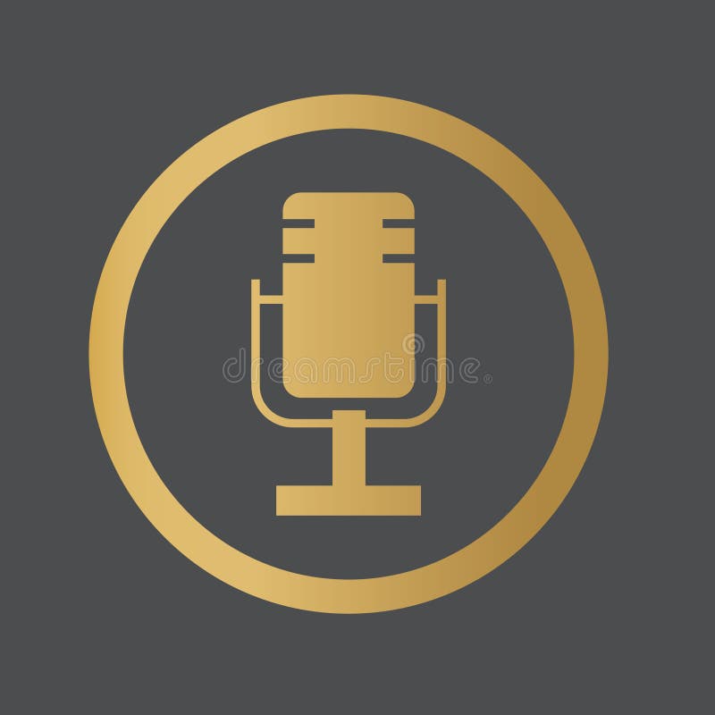 Golden Microphone Icon, Podcast Concept Stock Vector - Illustration of ...