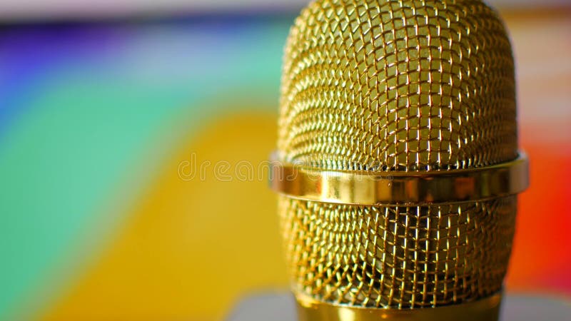 Golden Microphone in a Recording Studio Stock Footage - Video of ...
