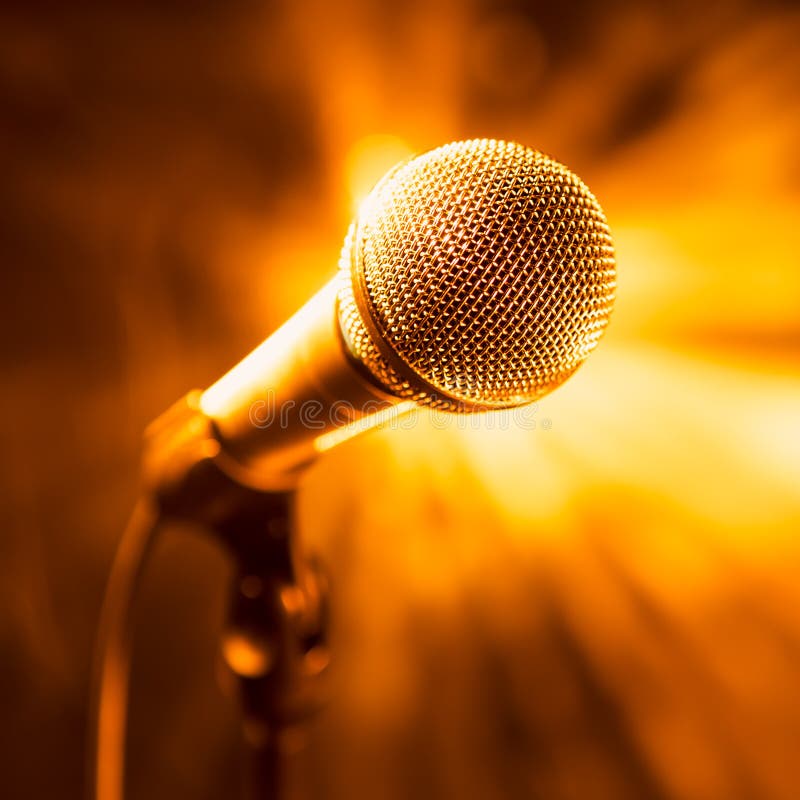 Microphone on stage stock photo. Image of glowing, karaoke - 14145752
