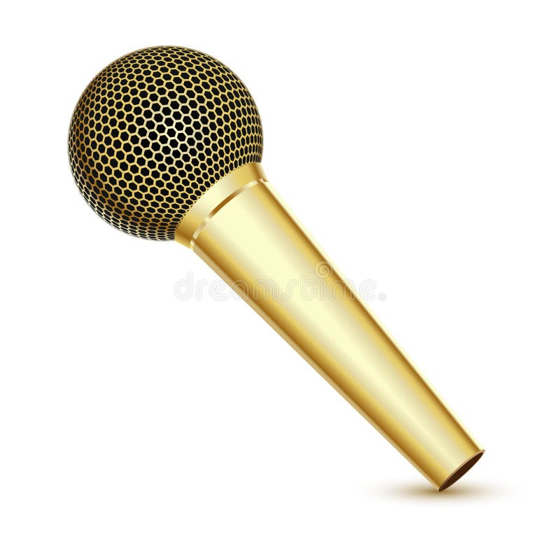 Golden Microphone with Speech Bubble. Interview, Voice Chat Logo Stock ...