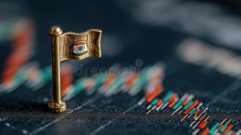 Miniature Flag on a Stock Market Chart Stock Illustration ...