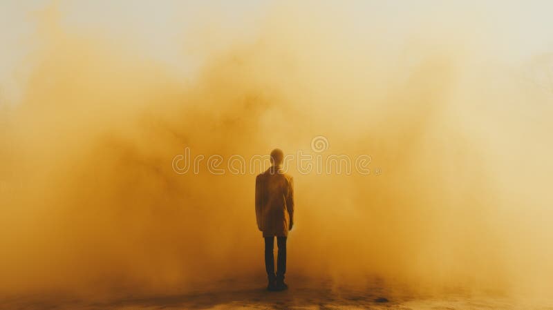 Golden Mist a Captivating Portrait of Introspective Mood Stock ...