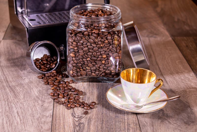 Golden Mocca Cup stock photo. Image of energy, delicious - 181468114