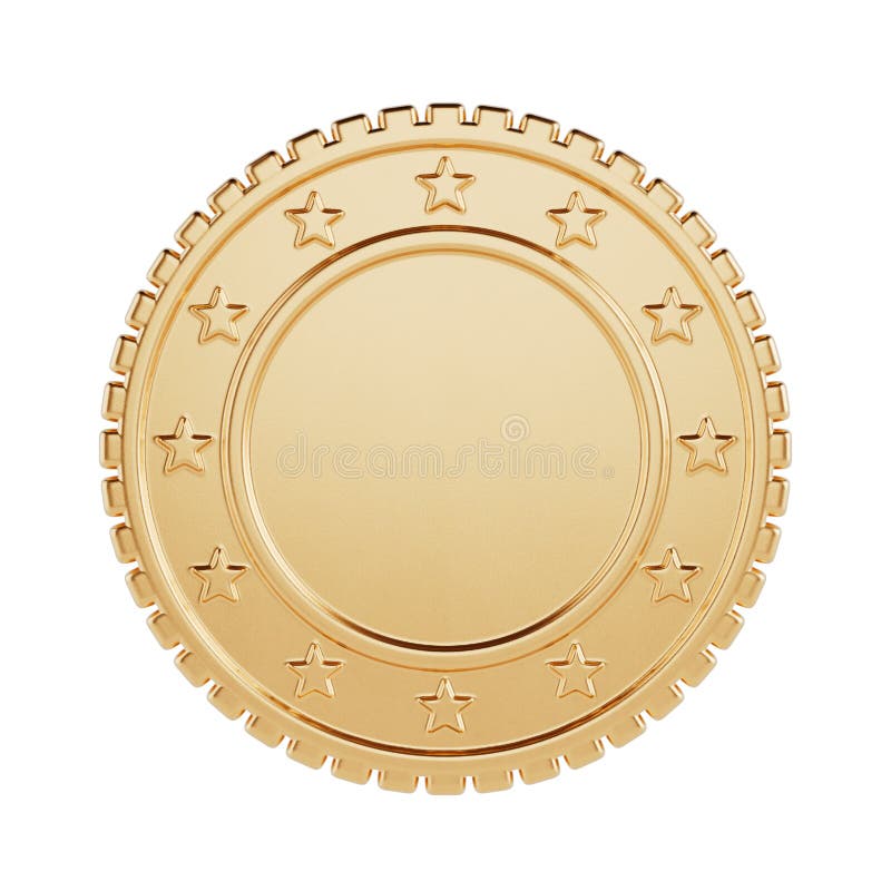 Golden Mockup Coin with Empty Space for Your Design. 3d Rendering Stock ...
