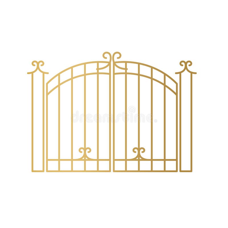 Golden modern gate stock vector. Illustration of decorative - 203117786