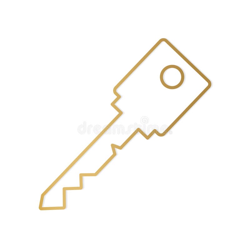 Golden modern key icon stock vector. Illustration of design - 238203493