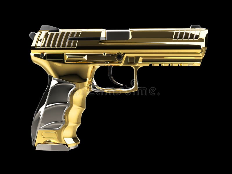 Golden Modern Semi Automatic Pistol Stock Illustration - Illustration ...