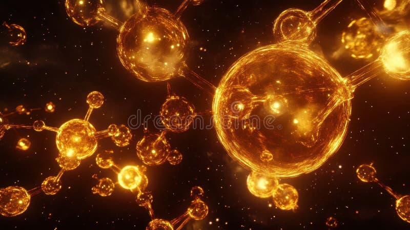 Golden Molecular Network Interconnected Spheres in Cosmic Space Stock ...
