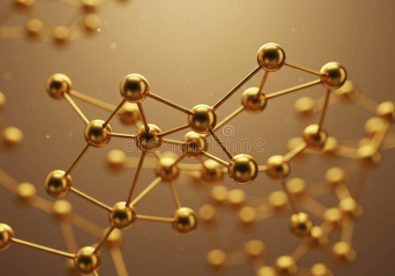 Golden Atomic Structure stock illustration. Illustration of detail ...