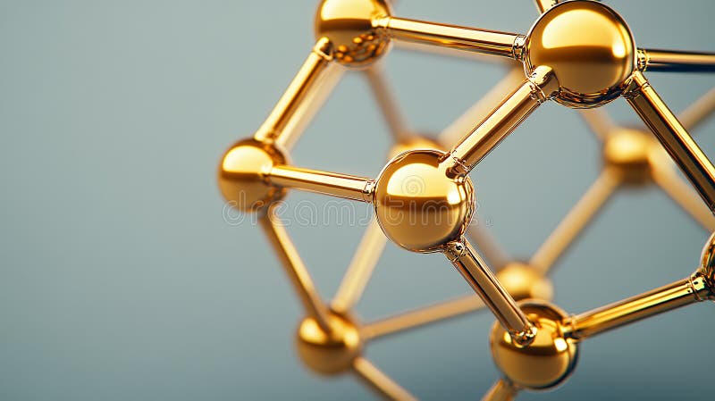 Golden Molecular Structure on Light Grey Background Stock Illustration ...