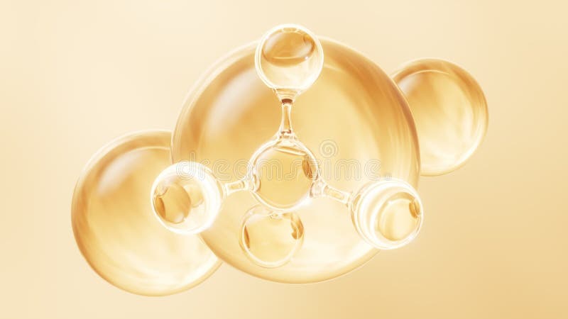 Golden Molecule and Liquid Bubble, 3d Rendering Stock Video - Video of cosmetic, molecule: 339311775