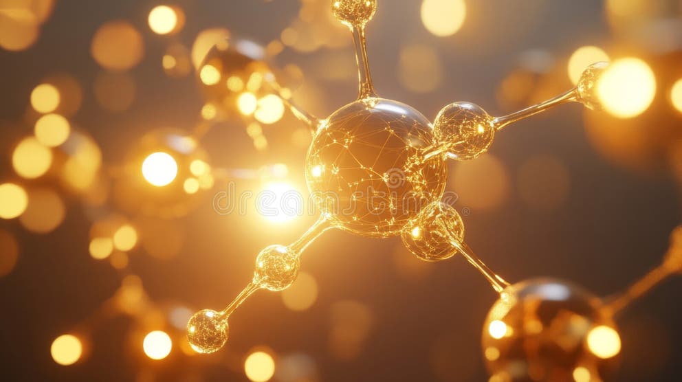 Golden Molecule Structure with Scientific and Technological Elements ...