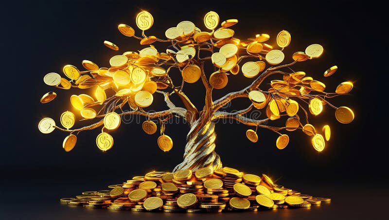 Golden Money Tree Symbolizing Wealth and Prosperity Stock Illustration ...