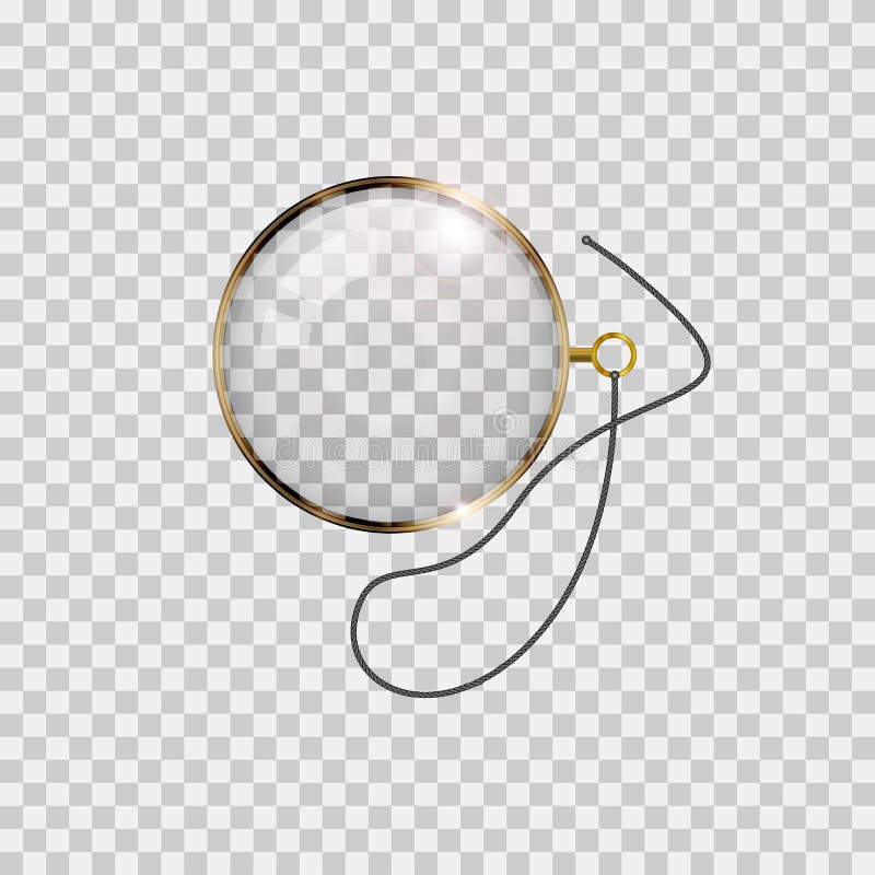 Golden Monocle with Lace Isolated on Transparent Background. Realistic ...