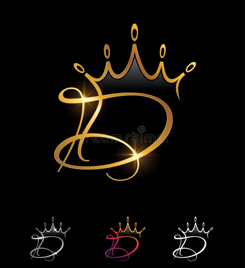 Golden Monogram Crown Initial Letter D Stock Vector - Illustration of ...