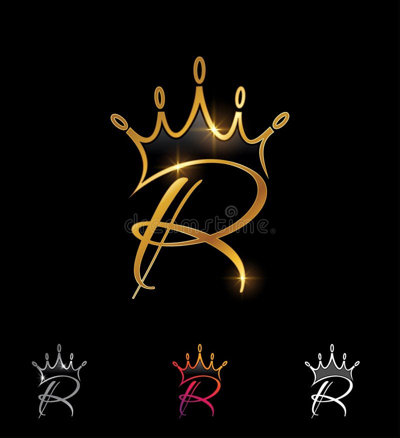 Golden Monogram Crown Initial Letter R Stock Illustrations – 71 Golden ...