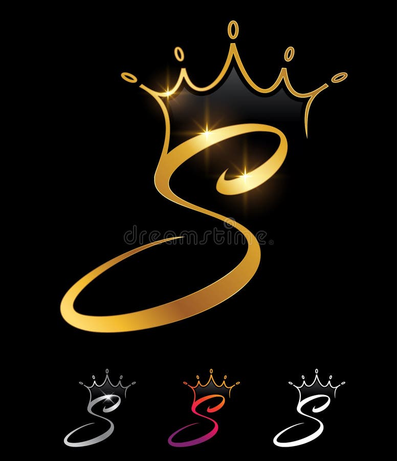 Golden Monogram Crown Initial Letter S Stock Vector - Illustration of ...