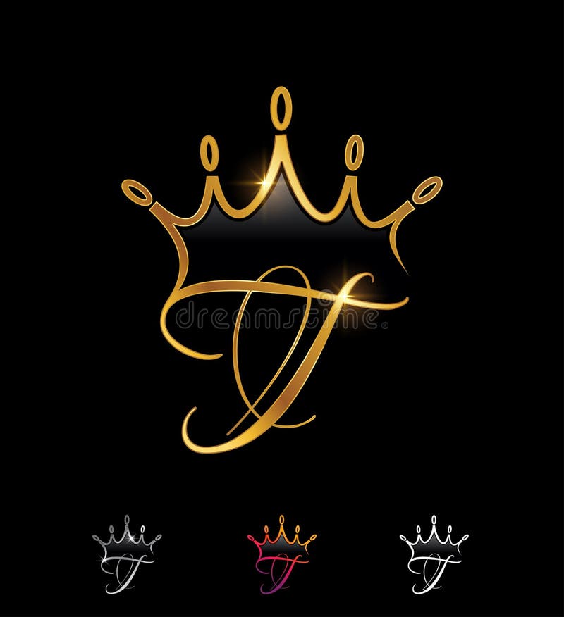 Golden Monogram Crown Initial Letter T Stock Vector - Illustration of ...