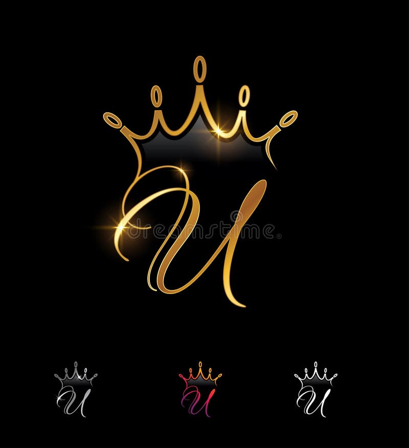 Golden Monogram Crown Initial Letter U Stock Vector - Illustration of ...