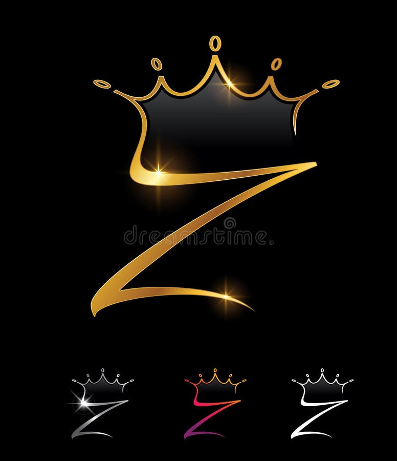 Golden Monogram Crown Initial Letter Z Stock Vector - Illustration of ...
