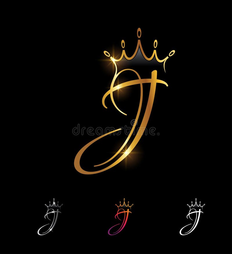 Golden Monogram Initial Crown Letter J Stock Vector - Illustration of ...