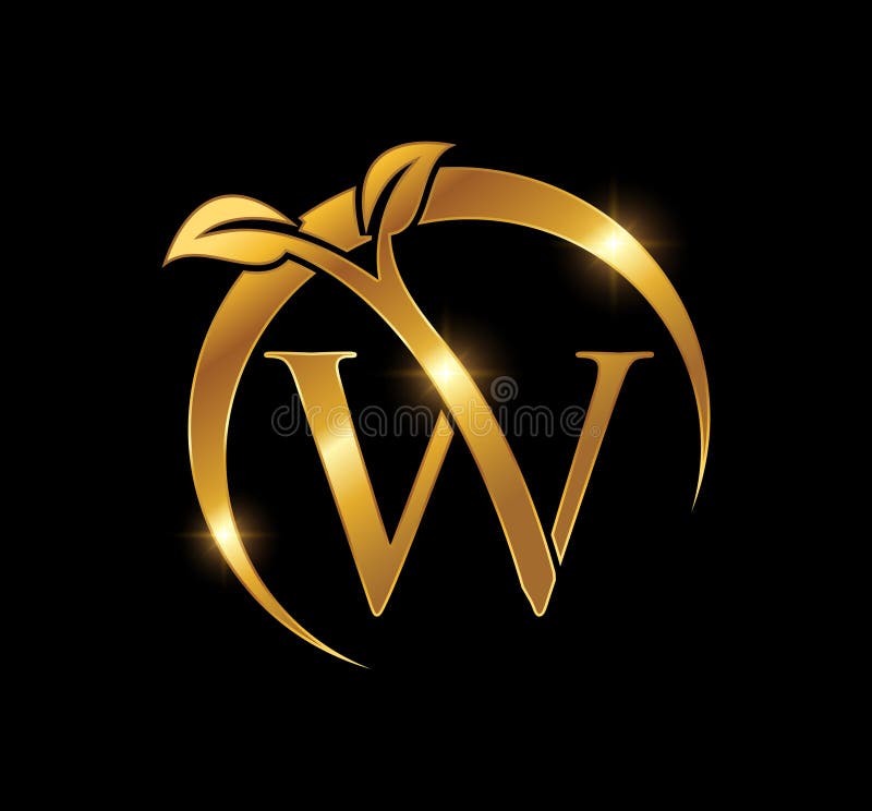 Golden Monogram Crown Logo Initial Letter W Stock Vector - Illustration ...