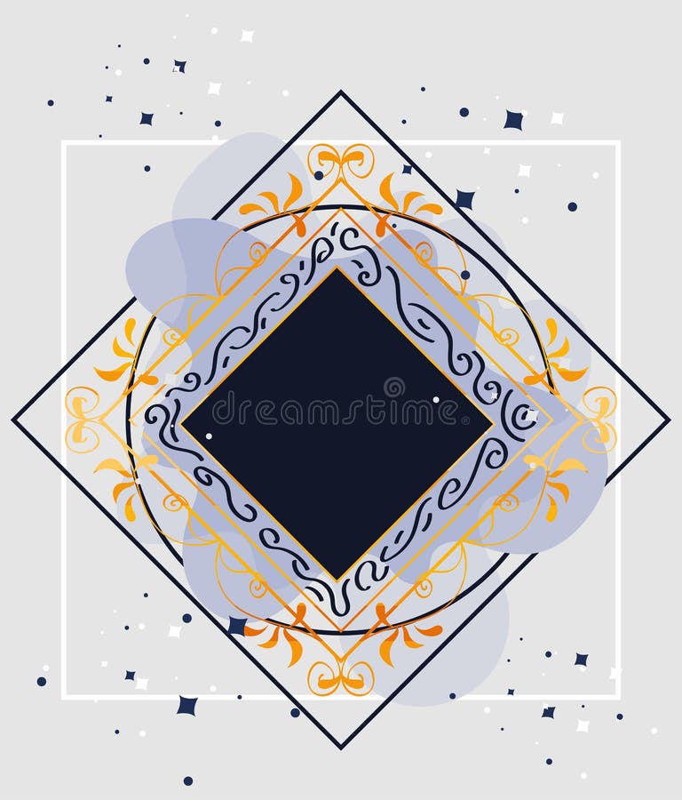 Golden Monogram Rhombus Frame Stock Vector - Illustration of luxury ...