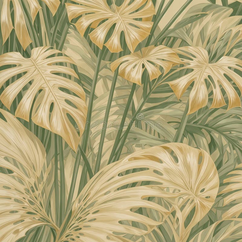 Golden Monstera Leaves Background Design Resource - Generated by Ai ...