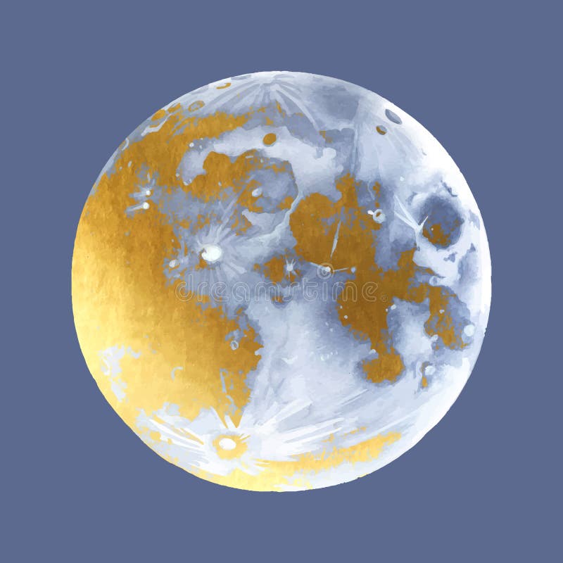 Golden Moon Vector Illustration in Retro Style Stock Vector ...