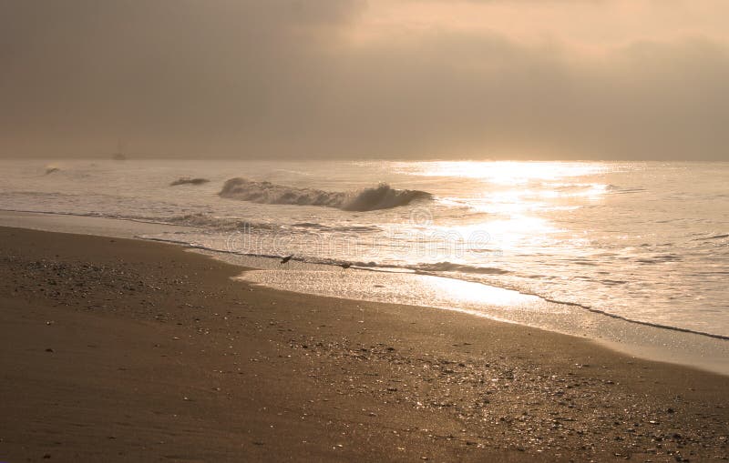 Golden Morning At Beach By Dawn Stock Photo - Image of dawning, clear ...