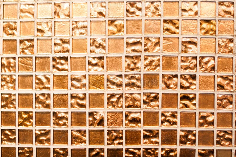 Golden Mosaic Background with Small Square Stock Photo - Image of space ...