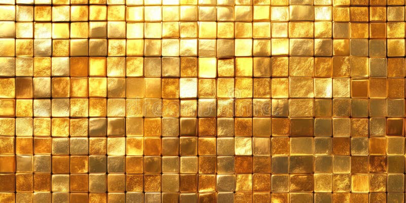 Golden Mosaic Tile Pattern with Shimmering Reflections Background Stock ...
